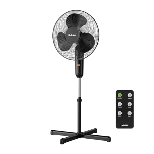 HOLMES 16" Digital Stand Fan, 80° Oscillation, 3 Speeds, 3 Modes, 7.5 ...