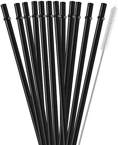 ALINK 13 inch Extra Long Reusable Plastic Black Straws, 12-Pack Tumbler ...