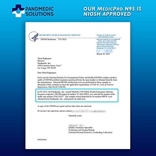 MedicPro N95 Mask NIOSH Approved, Individually Wrapped N95 Particulate ...