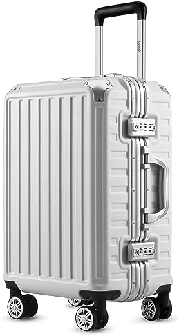 LUGGEX Carry On Luggage with Aluminum Frame, Polycarbonate Zipperless ...