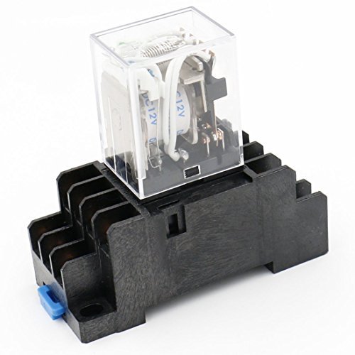 Baomain Electromagnetic Power Relay HH54PL DC 12V Coil 4PDT 14 Pins Green LED Indicator with ...