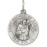 Amazon.com: Sterling Silver Saint Francis of Assisi with Animals Medal, 7/8 Inch: Jewelry