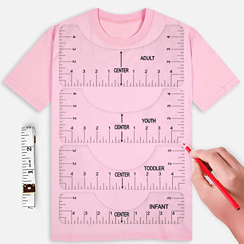 Simply Stocked Tshirt Ruler Guide for Vinyl Alignment - 4 Pcs of PVC T ...