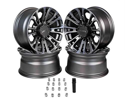 14 inch MASSFX QUAKE 14x7 4/156 ATV UTV Rims Gun Metal Grey Finish RZR ...