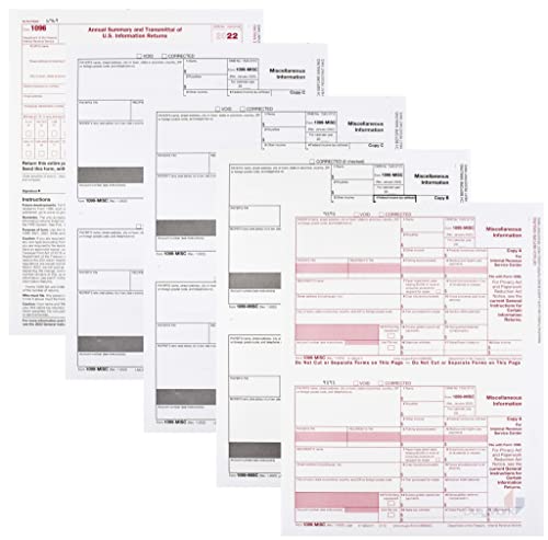 1099 Misc Forms 2022, 4 Part Laser Tax Forms for 25 Vendors, Designed for QuickBooks and ...