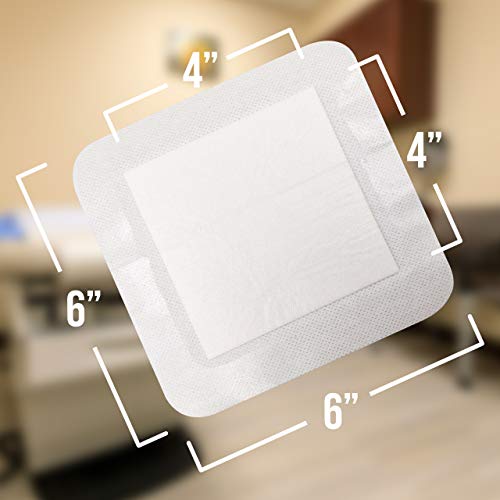 JJ CARE [Pack of 50] Adhesive Island Dressing 6" x 6", Sterile & Breathable Bordered Adhesive ...