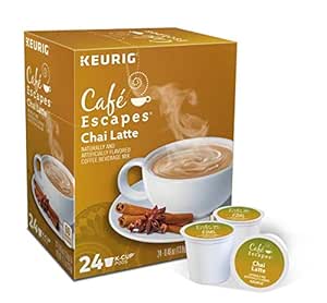 Amazon.com: Cafe Escapes, Chai Latte Tea Beverage, Single-Serve Keurig ...