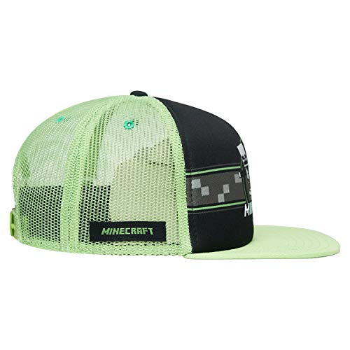 Boys Minecraft Creeper Face Hat - Black and Green Minecraft Youth Snap ...