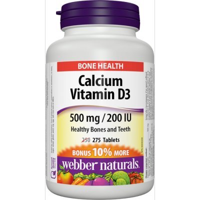 Webber Naturals Calcium Carbonate 500mg with Vitamin D3 200iu, 275 Tabs ...