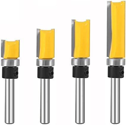 KEWAYO 4 Pieces Flush Trim Router Bit, 6.35mm (1/4in) Shank Router Bit ...
