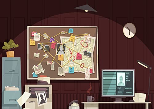 Loccor 5x3ft Fabric Detective Backdrop Spy Agent Cartoon Crime Evidence ...