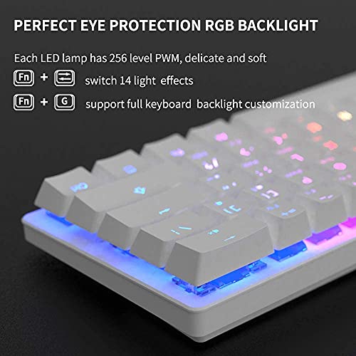 Mechanical Gaming Keyboard, RGB Small Compact 61-Key USB-C Wired Brown ...