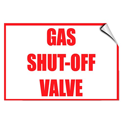 Gas Shut Off Valve Hazard Emergency LABEL DECAL STICKER 10 inches x 7 ...