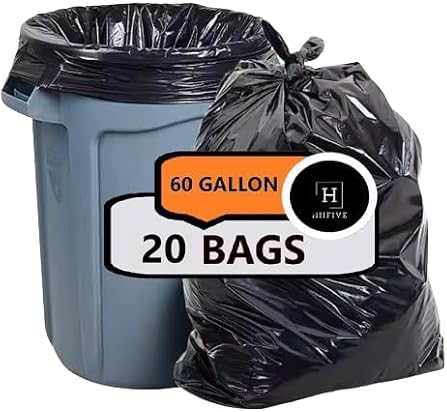 60 Gallon Heavy Duty Trash Bags | 100 x 120 CM | Extra Large Black ...