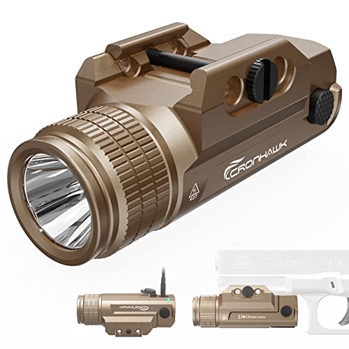 CRONHAWK Rechargeable Pistol Light, 700 Lumen Compact Rail Mounted Tactical Weapon Flashlight ...