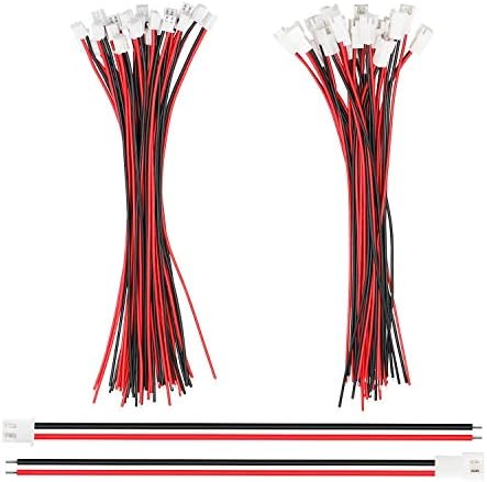 mxuteuk 20 Pairs 22 AWG 2 Pin JST XH2.54 Connector Plug with Red Black Cable Wire Male Female ...