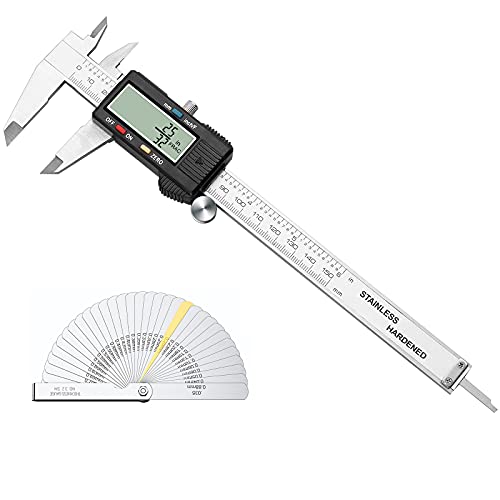CAMWAY Digital Caliper 6Inch with Feeler Gauge Stainless Steel ...