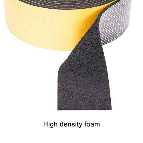 yotache Neoprene Weather Stripping 2" W X 1/8" T, Self Adhesive Foam Rubber Seal Strip Tape, 16 ...