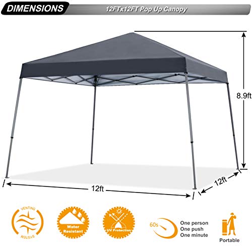 ABCCANOPY Canopy Tent 12x12 Pop-up Canopy Easy Up Beach Canopy Outdoor ...