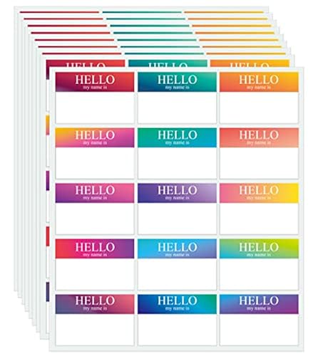 345 Pcs Name Tags Rainbow Sticker, Hello My Name is Stickers 15 Color ...