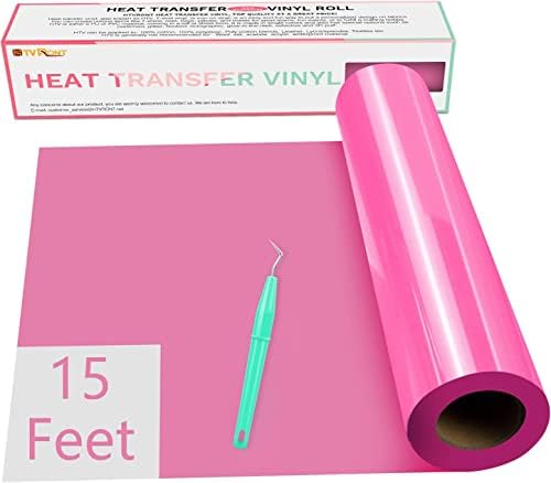 HTVRONT HTV Vinyl Rolls Heat Transfer Vinyl - 12 x 15ft Pink HTV Vinyl ...