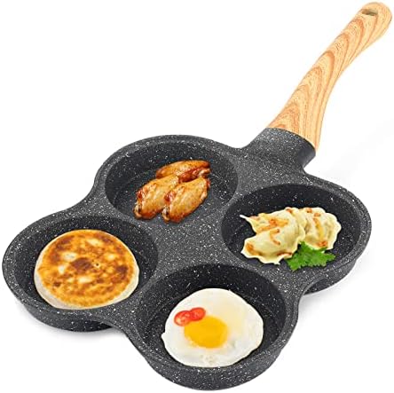 HERCHR 4 Hole Egg Frying Pan,Burger Pan Multi Pancake Pan,Egg Pan Non ...