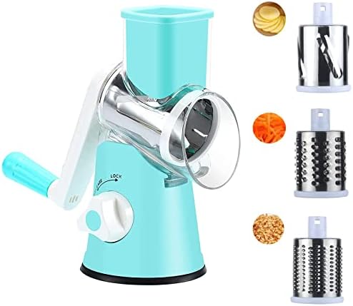 Rotary Cheese Grater, 3 in 1 Manual Vegetables Slicer Cheese Shredder ...