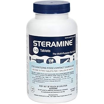 Amazon.com: Steramine Quaternary Sanitizing Tablets - 6 Bottles 150 ...