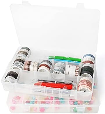 UHOUSE 2 PCS 18 Grids Clear Plastic Organizer Container Storage Box ...