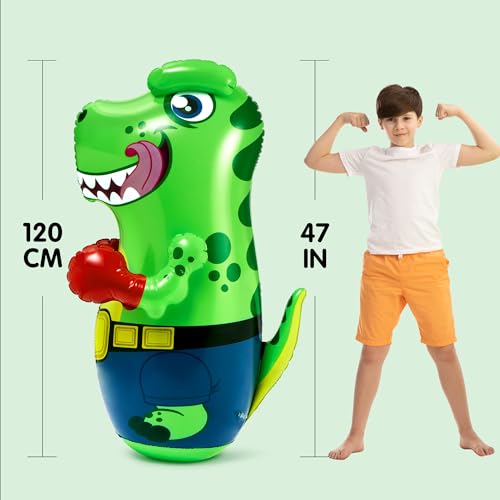 JOYIN Inflatable T-Rex Dinosaur Bopper 47 Inches, Bop Bag Inflatable ...