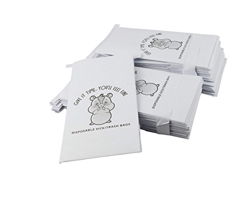 50 Vomit Bags. Disposable Leak Resistant Sick / Barf Bags with a Cute ...