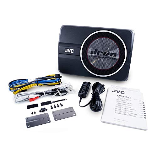 JVC CW-DRA8 Compact Powerful Subwoofer 250-watt Class D Amplifier, Shallow Profile 8 Inch Sub ...