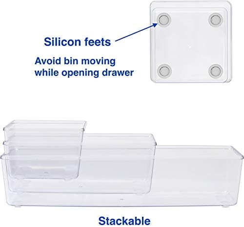 6 Pack – Simple Houseware Clear Plastic Desk Drawer Organizers ...