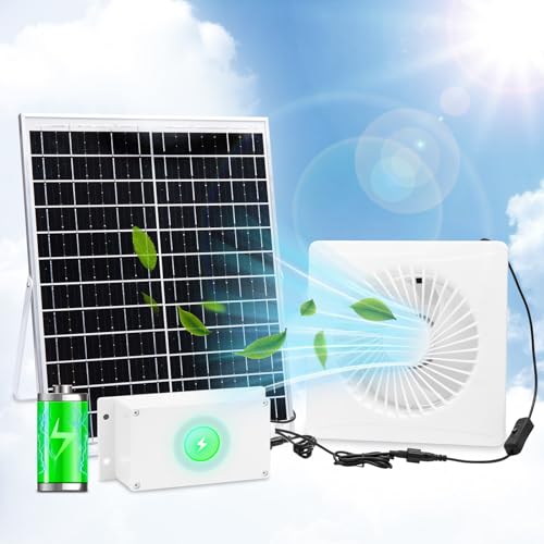 Chtoocy Solar Powered Fan with 6000mAh Battery Run Day/Night, 9.5 ...