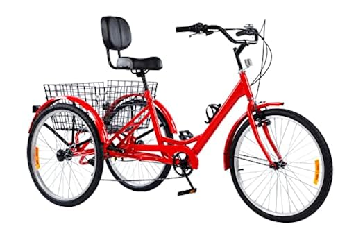Hangnuo Adult Tricycles 7 Speed, Adult Tricycle Trikes 20/24/26 inch 3 ...