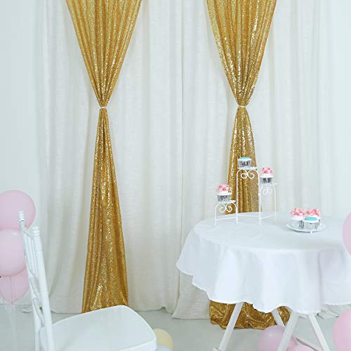 HELAKU Gold Sequin Backdrop Curtains - 2 Packs of 2.5x8ft Gold Glitter ...