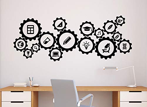 Gears Mechanism Wall Decal Engineering Vinyl Sticker Science Education ...