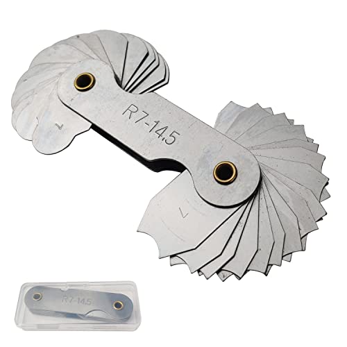 JENSWILL Stainless Steel Radius Gauge Set, 32 Plates R7-14.5mm Metric ...