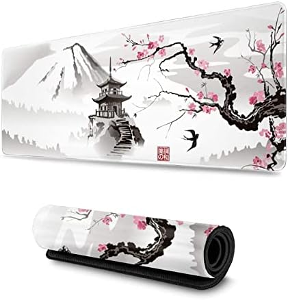 Donboly Gaming Mouse Pad Japanese Pagoda and Cherry Blossom Branch ...