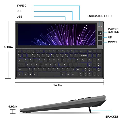 BQAA RGB Keyboard, Built-in 12.6 inches Touchscreen Monitor, Ultra-Slim ...
