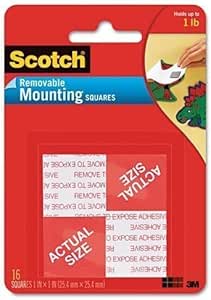 Amazon.com : Scotch Removable Mounting Squares, 1 X 1 Inches, 16 ...