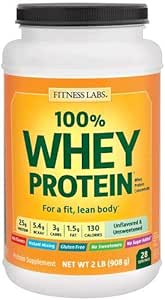 Fitness Labs 100% Whey Protein Unflavored and Unsweetened (2 Pounds ...