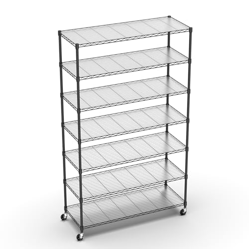 Mua Black NSF 7 Tier Metal Shelf Wire Shelving Unit, 2450lbs Heavy Duty ...