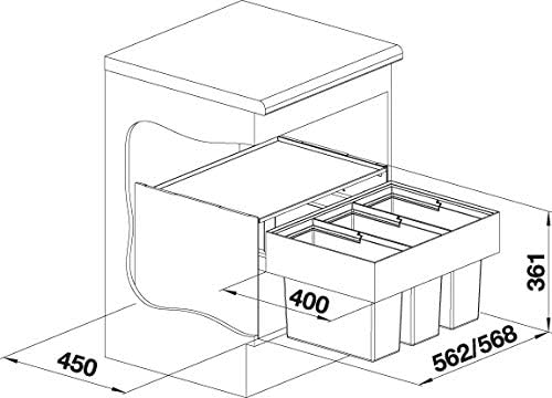 Blanco 518724 Select 60/3 Waste System, Without Organiser Drawer, 60 cm ...