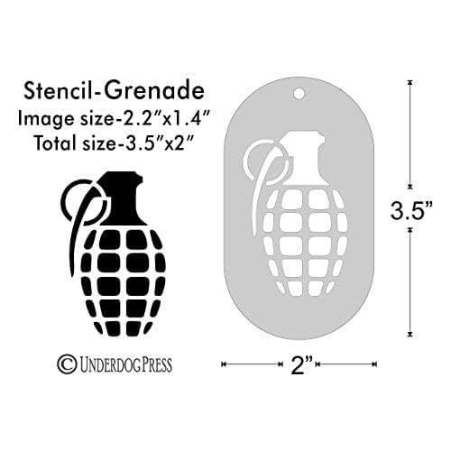 Amazon.com: Stencil- Hand Grenade, 2.2x1.4 Inch Image on 3.5x2 Border ...