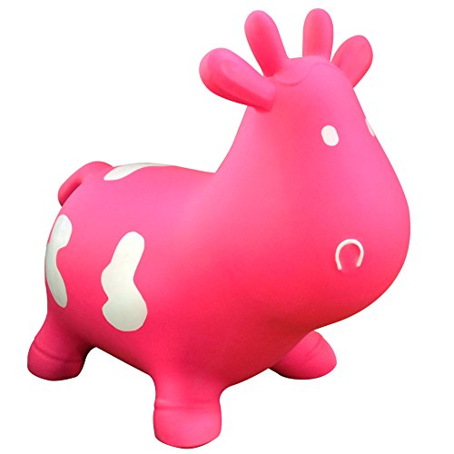 AppleRound Pink Cow Bouncer with Hand Pump, Inflatable Space Hopper ...