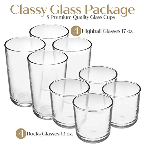 Drinking Glassware Set by Home Essentials and Beyond – Set of 8 Glasses ...