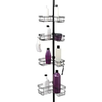 Amazon.com: mDesign Bathroom Shower Storage Constant Tension Corner ...