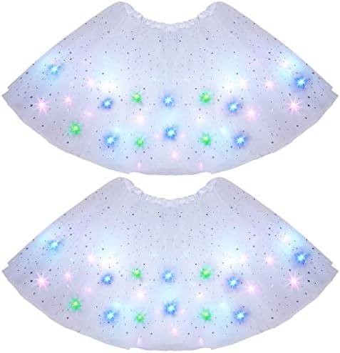 2 Pack LED Tutu Skirt 3 Layered Tutus for Women Girls Light up Star 80 ...