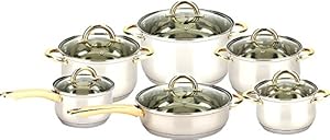Amazon.com: 3416 Uniware 12pcs Stainless Steel Cookware Set with Ss ...